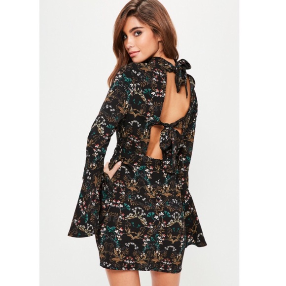 Missguided | Dresses | Missguided Bell Sleeve Backless Mini Dress ...